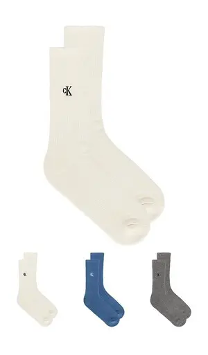Calvin Klein Cushion Crew Socks Pack Of Three - Blue Multi