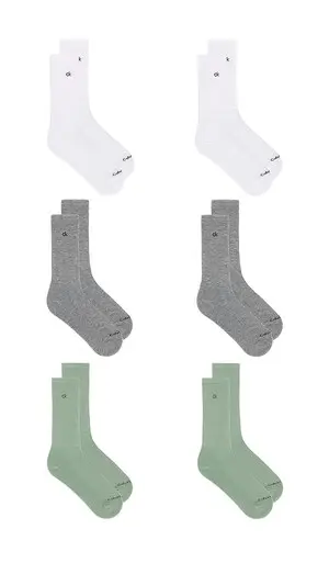 Calvin Klein 6 Pack Basic Cushion Crew Socks - Green Assorted
