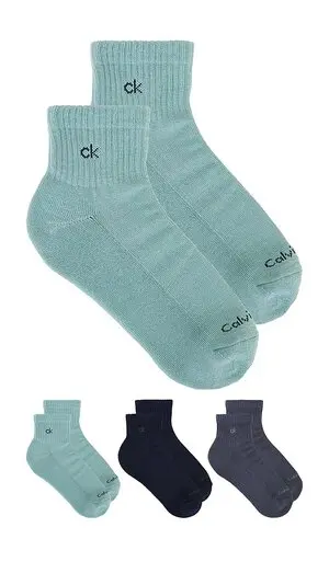 Calvin Klein 6-pack Basic Cushion Quarter Socks - Blue Assorted