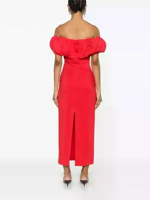ROWEN ROSE Bardot-neckline Midi Dress