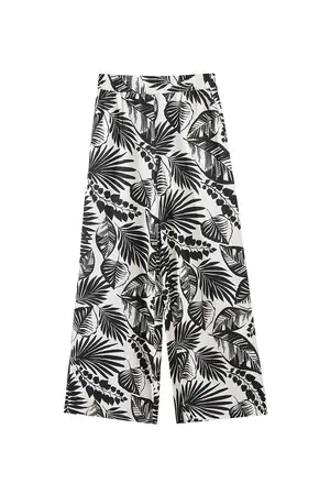 27 Miles Malibu Melissa Palm Print Wide-leg Pants