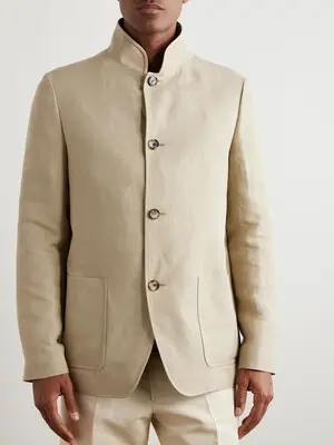 Loro Piana Spagna Unstructured Nehru-collar Jacket - Neutrals