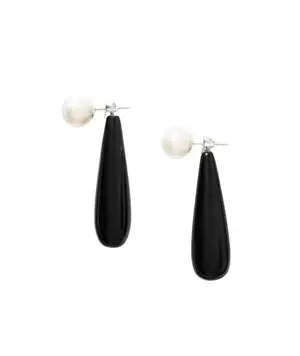 SOPHIE BUHAI Angelyne Silver, Onyx, And Pearl Earrings - Black