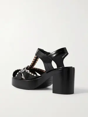 Bally Pasely Perforated Studded Leather Platform Sandals