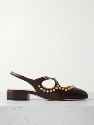 Bally Blariska Studded Leather Slingback Pumps - Brown