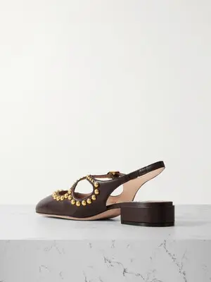 Bally Blariska Studded Leather Slingback Pumps - Brown
