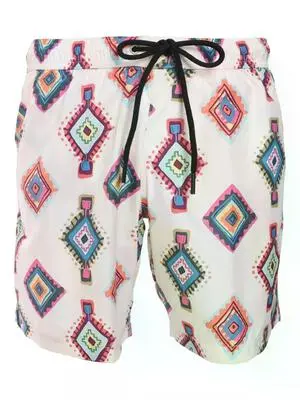 MAUNA KEA Geometric-print Swim Shorts - White