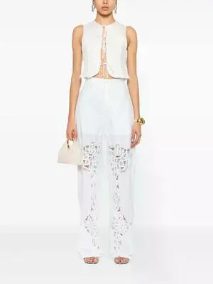 MARINE SERRE Lace-panel Trousers - Neutrals