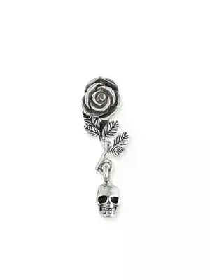 Emanuele Bicocchi Rose And Skull Earring - Silver