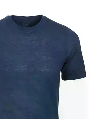 120% Lino Mélange-effect Crew-neck T-shirt - Blue