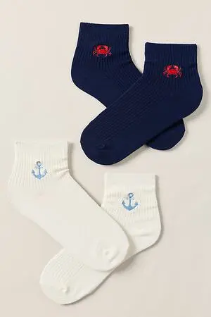 Anthropologie Trouser Icon Socks, Set Of 2 - Crab/anchor