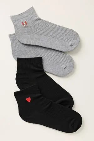 Anthropologie Trouser Icon Socks, Set Of 2 - Dog/heart