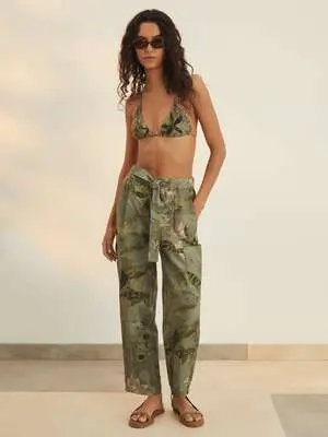 NEW YORK BOTANICAL GARDENS Thia Nybg Floral Triangle Bikini Top - Khaki