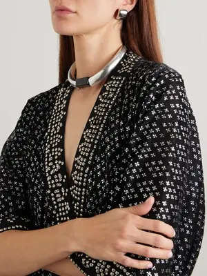 Isabel Marant Silver-tone Leather And Resin Choker