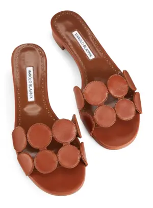 Manolo Blahnik Haribal Nappa Leather Flats Brown