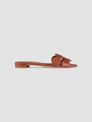 Manolo Blahnik Haribal Nappa Leather Flats - Medium Brown