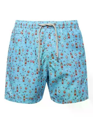MC2 SAINT BARTH Pattern-jacquard Swim Shorts - Blue