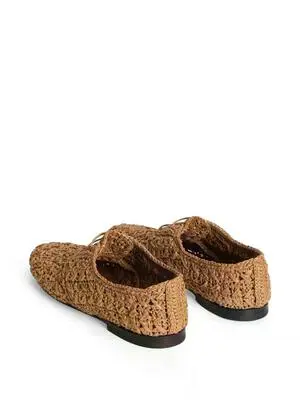 Dolce & Gabbana Woven Raffia Derby Shoes - Brown