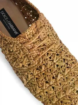 Dolce & Gabbana Woven Raffia Derby Shoes - Brown