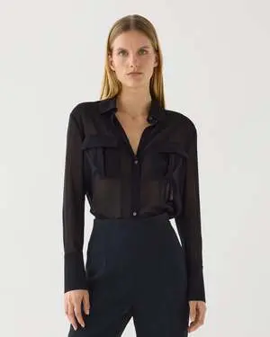Veronica De Piante Jamie Shirt In Wool Voile - Black