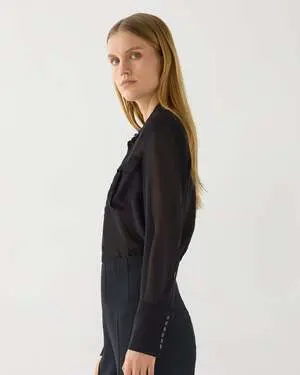Veronica De Piante Jamie Shirt In Wool Voile - Black