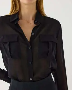 Veronica De Piante Jamie Shirt In Wool Voile - Black