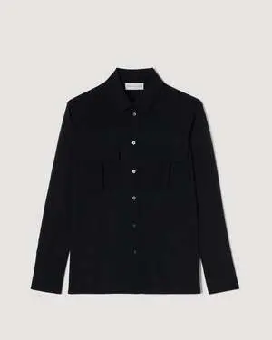 Veronica De Piante Jamie Shirt In Wool Voile - Black