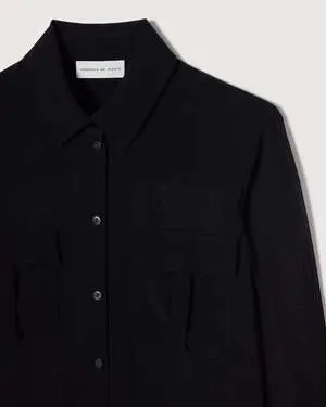 Veronica De Piante Jamie Shirt In Wool Voile - Black