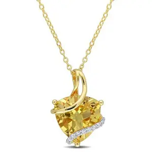 JULIANNA B. Gemstone Trilliant Necklace - Citrine/yellow-plated