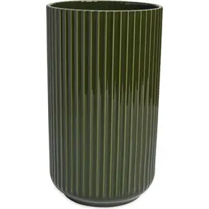 LYNGBY PORCELAEN 12-inch Fluted Vase - Dark Green
