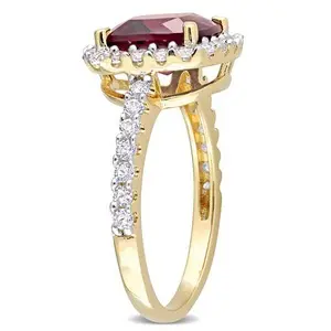 JULIANNA B. Gemstone Halo Ring - Garnet/yellow-plated