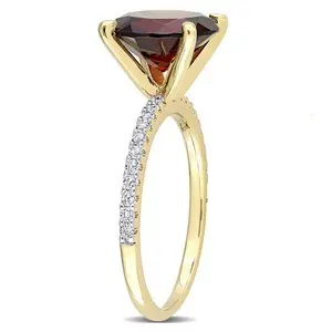 JULIANNA B. Gemstone Solitaire Plated Ring - Garnet/yellow-plated