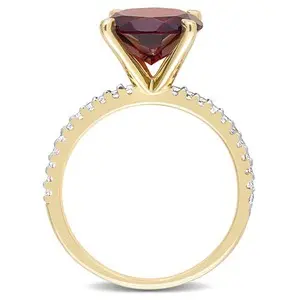 JULIANNA B. Gemstone Solitaire Plated Ring - Garnet/yellow-plated