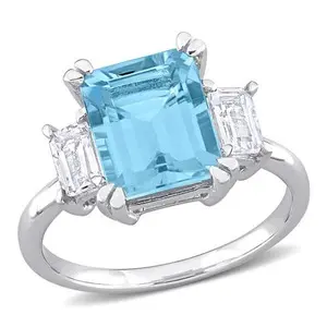 JULIANNA B. Julianna B. Gemstone Octagon 3-Stone Ring Blue Topaz