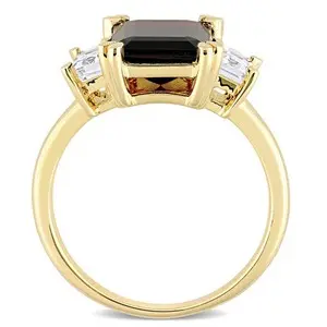 JULIANNA B. Gemstone Octagon 3-stone Ring - Garnet/yellow-plated