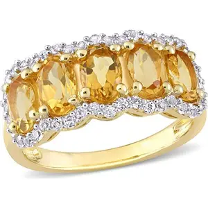 JULIANNA B. Gemstone Semi-eternity Ring - Citrine/yellow-plated