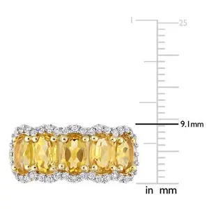 JULIANNA B. Gemstone Semi-eternity Ring - Citrine/yellow-plated