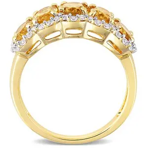 JULIANNA B. Gemstone Semi-eternity Ring - Citrine/yellow-plated