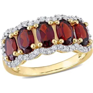 JULIANNA B. Julianna B. Gemstone Semi-Eternity Ring Garnet/yellow-plated