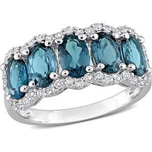 JULIANNA B. Gemstone Semi-eternity Ring - London Blue Topaz