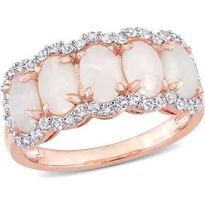 JULIANNA B. Julianna B. Gemstone Semi-Eternity Ring Opal/rose-plated