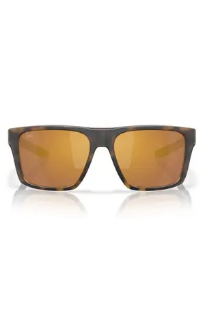 COSTA DEL MAR 57mm Polarized Square Sunglasses - Matte Tortoise/ Gold 580g