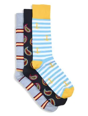 SYNRGY BY DXL Big & Tall 3-pack Nautical Socks - Multi