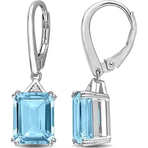 JULIANNA B. Gemstone Octagon Drop Earrings - Blue Topaz