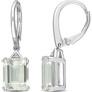 JULIANNA B. Gemstone Octagon Drop Earrings - Green Quartz
