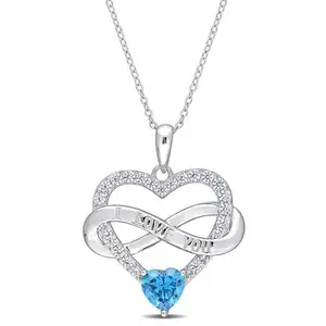 JULIANNA B. Infinity Heart Zirconia Pendant Necklace - Blue Cz