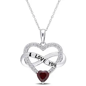 JULIANNA B. Infinity Heart Zirconia Pendant Necklace - Red Cz