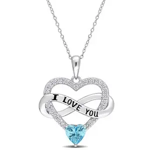 JULIANNA B. Infinity Heart Zirconia Pendant Necklace - Turquoise Blue Cz