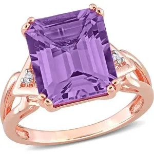 JULIANNA B. Gemstone And White Topaz Cocktail Ring - Amethyst/rose-plated