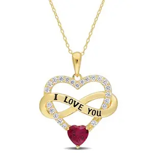 JULIANNA B. Infinity Heart Pendant Necklace - Light Red Cz